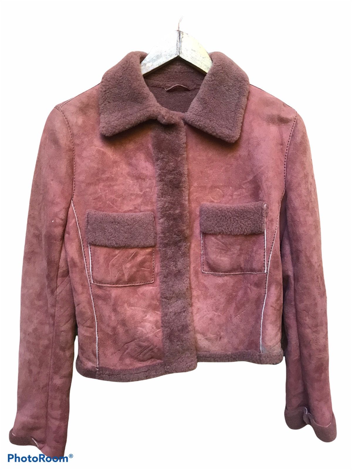 Vintage Ruffo made in Italy Suede Shearling Cropped Jacket | Grailed