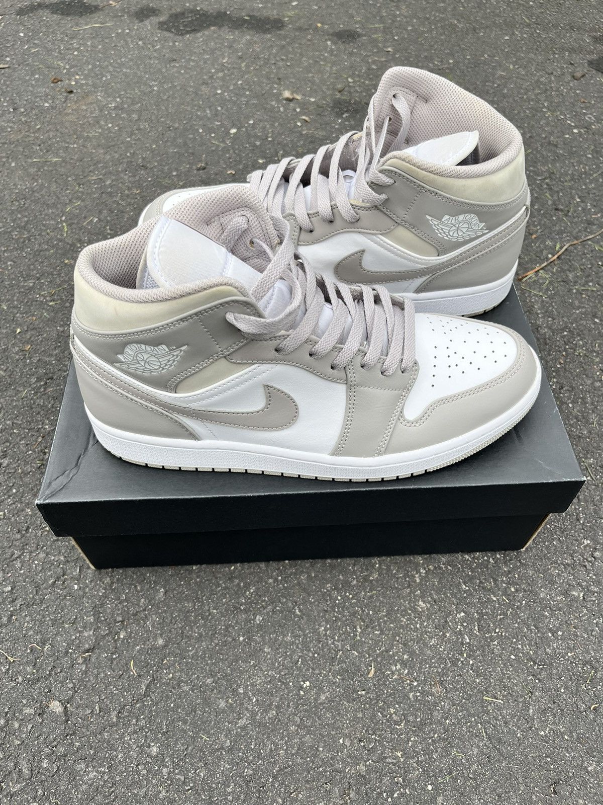 Nike Air Jordan 1 Mid ‘College Grey’ ‘Linen’ Size 10 Original Box | Grailed
