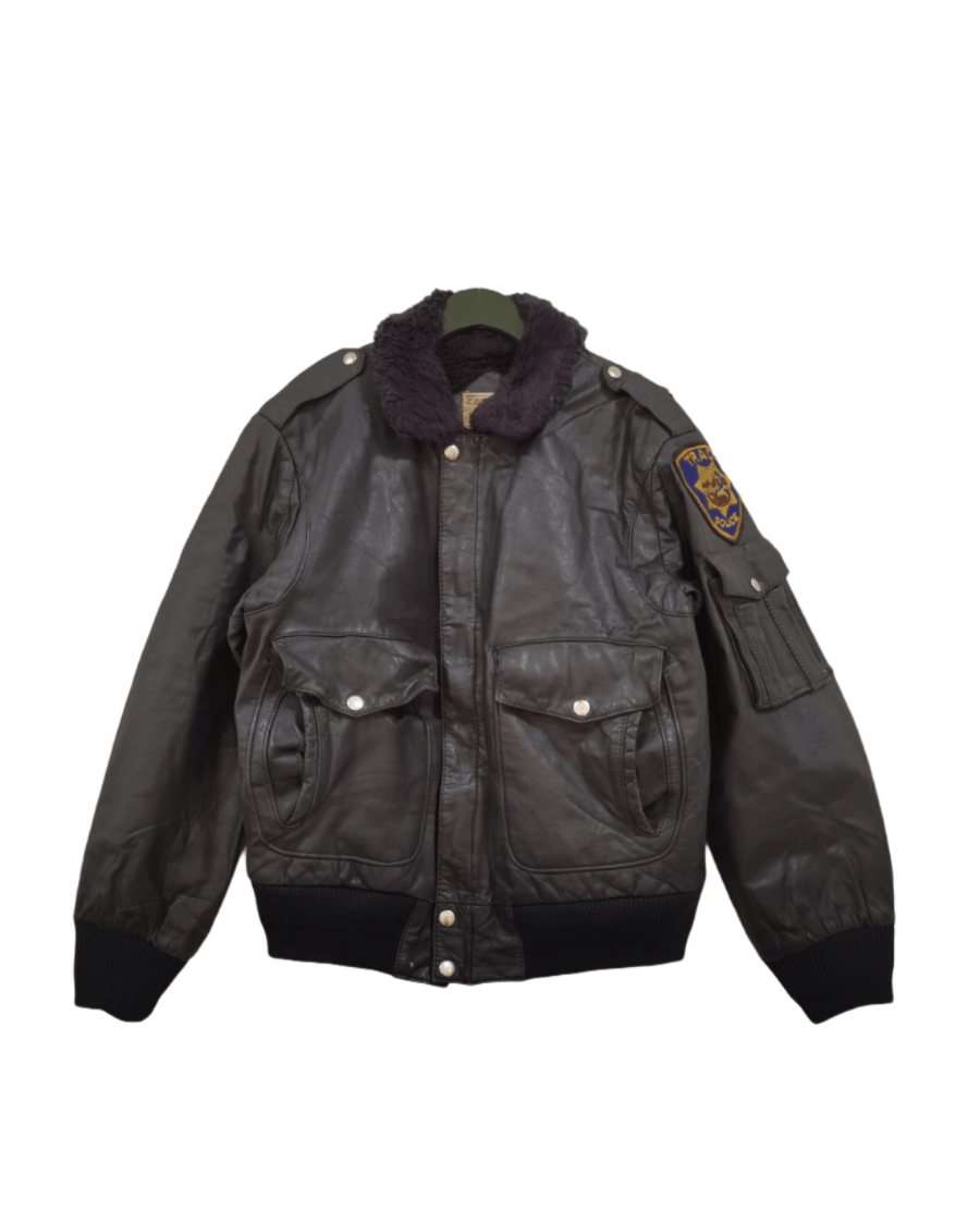Leather Jacket × Police × Vintage Vintage Leather Bomber Type B1 Tracy ...