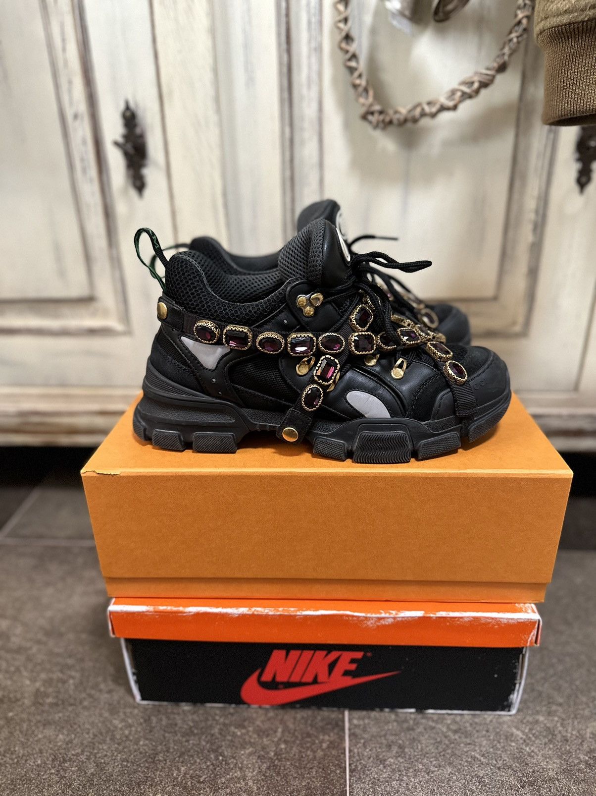Gucci Flashtrek Low Green Removable Crystals Sega Gucci | Grailed