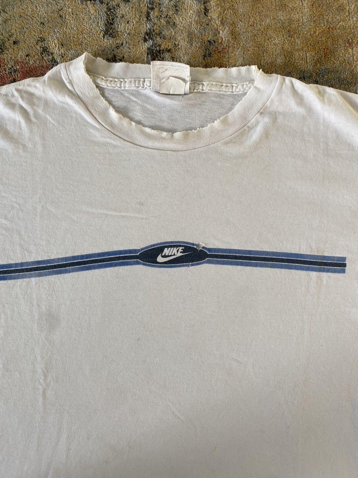 Nike Vintage 90s Distressed Nike Logo Graphic White Tee Shirt | Grailed