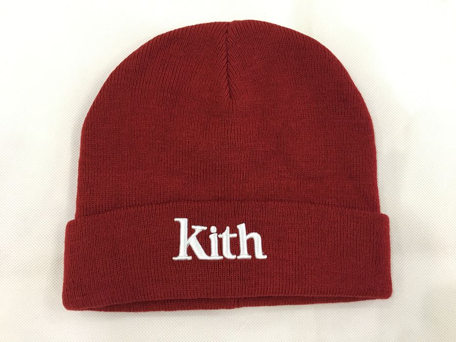 Kith Kith New York Serif Beanie Hat Wine Red FW18 | Grailed
