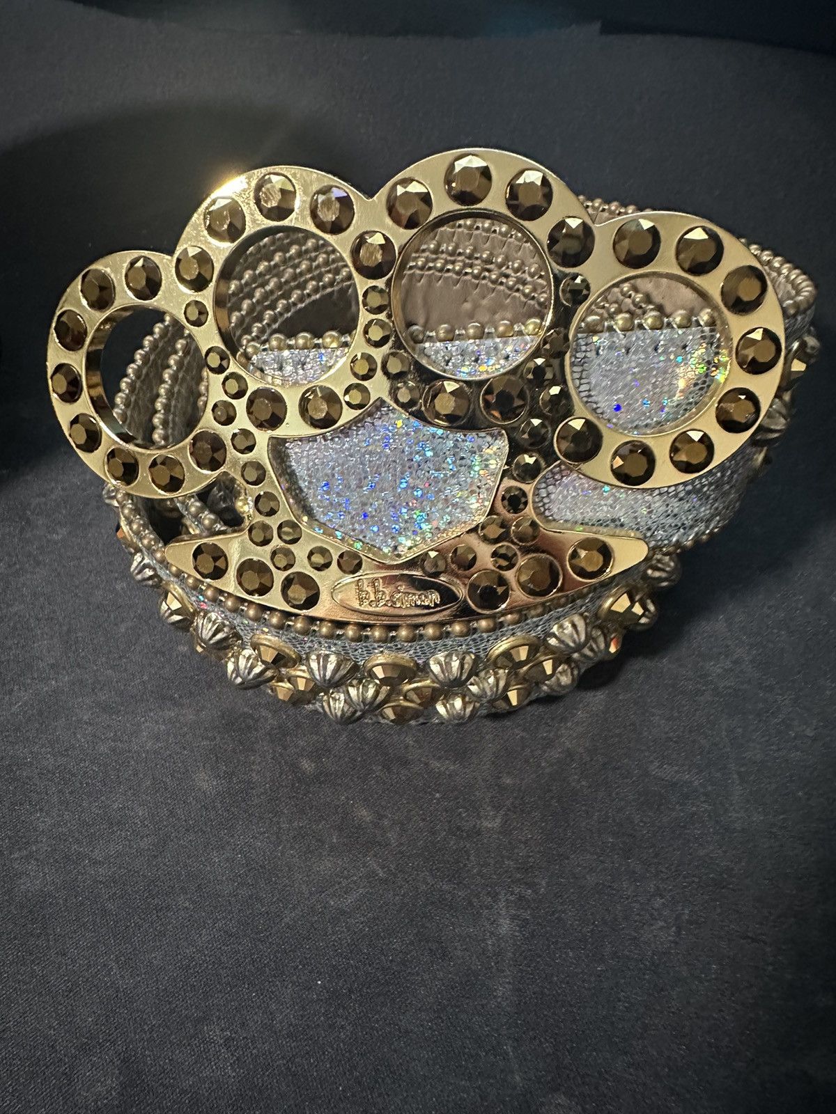 B.B. Simon Brass Knuckle Glitter Iced Out Belt | Grailed