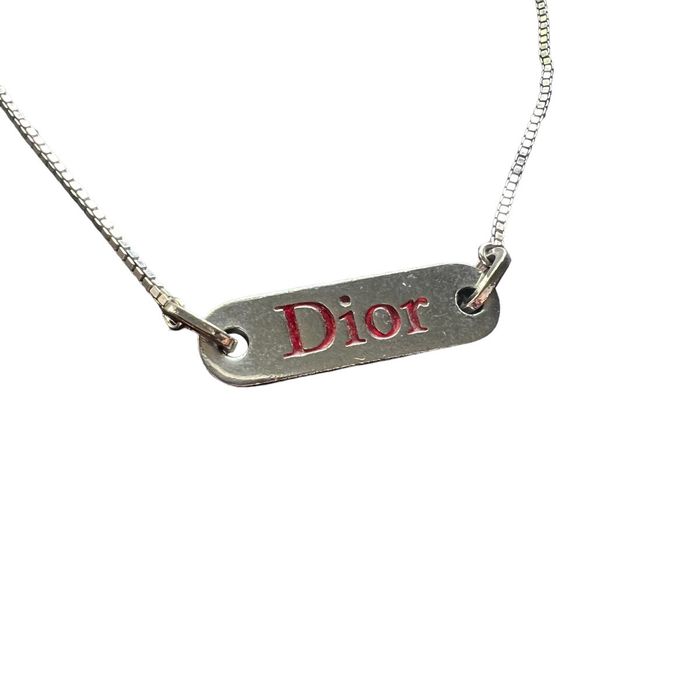 Dior Dior Logo Plaque Silver Necklace | Grailed