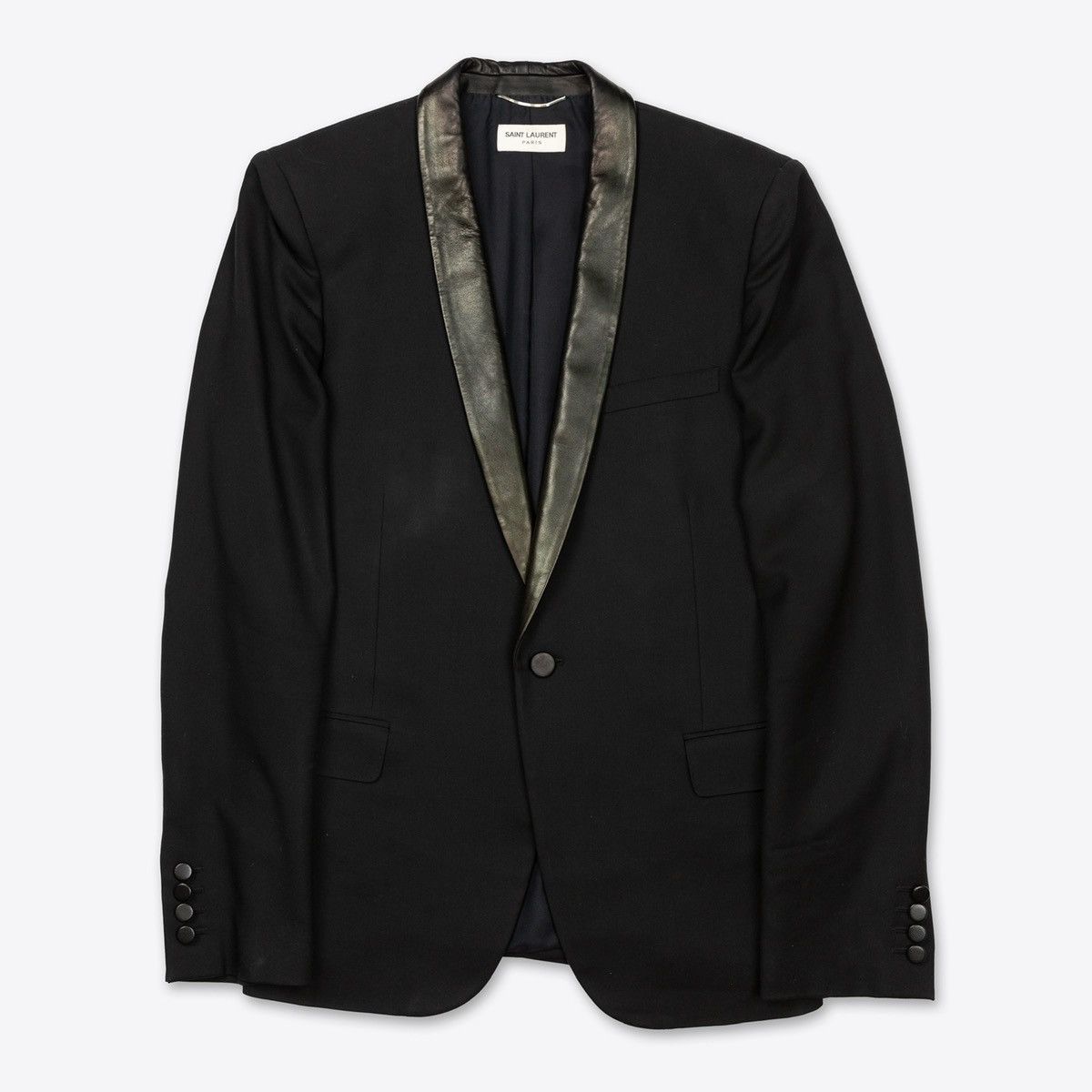 Hedi Slimane × Saint Laurent Paris Lamb Leather Shawl Collar Le Smoking ...