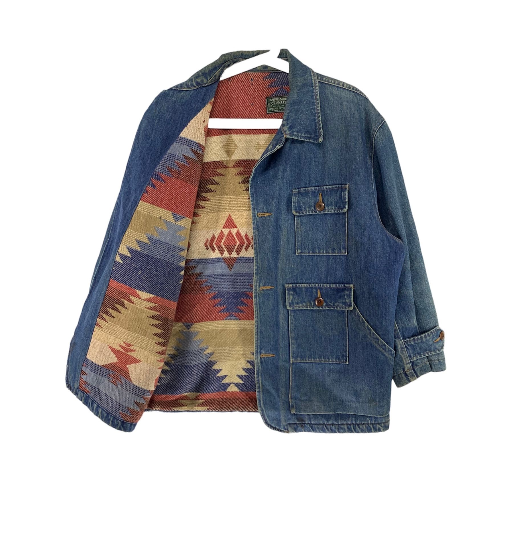 Navajo × Polo Ralph Lauren × Vintage Ralph Lauren Country Denim Blanket ...