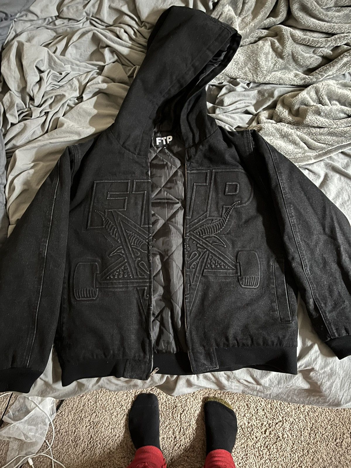 Fuck The Population × Thrasher FTP x Thrasher Hooded Denim Jacket SS23 ...