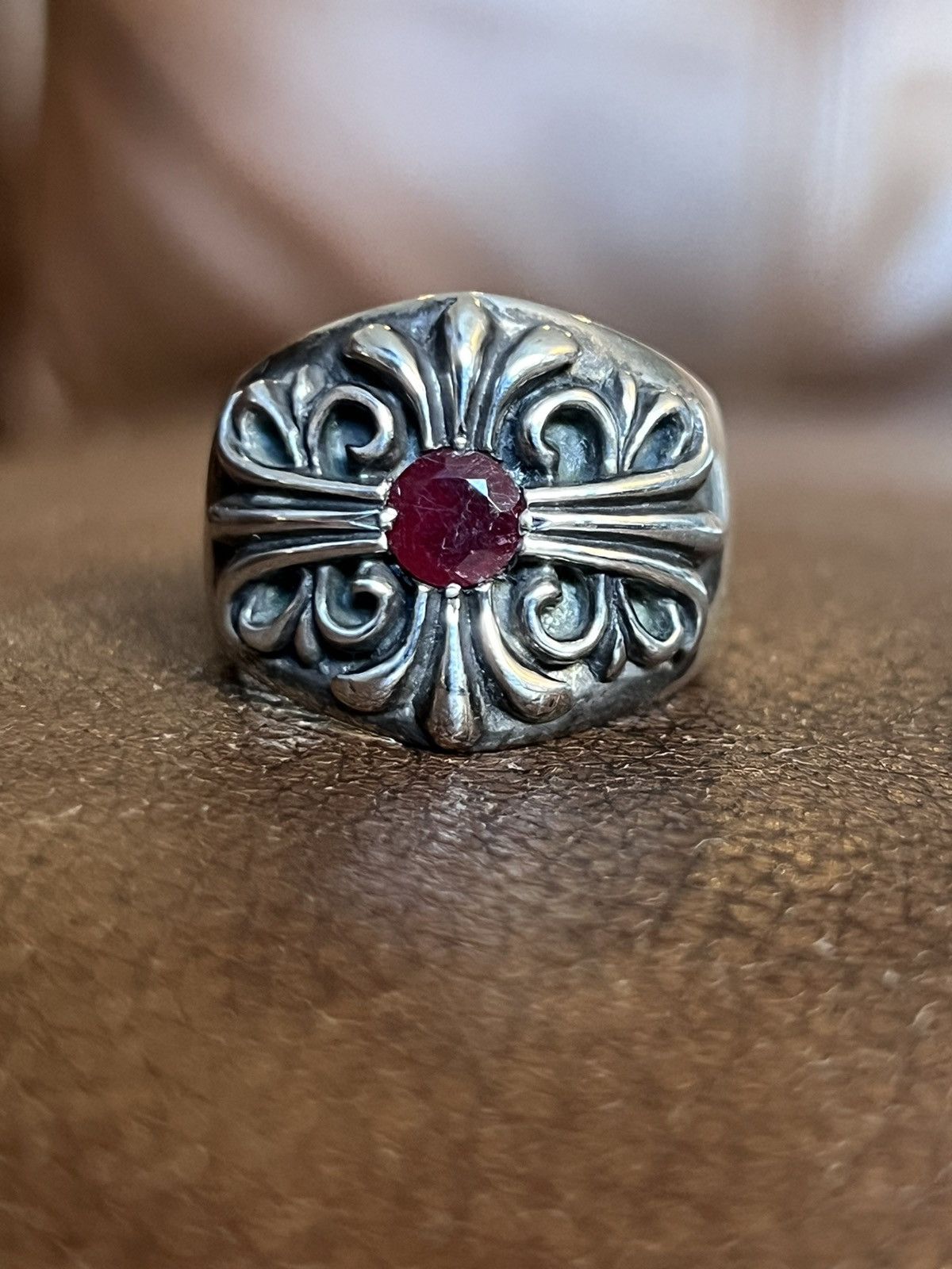 Chrome Hearts Chrome Hearts Ruby Keeper Ring Size 10.5 Silver | Grailed