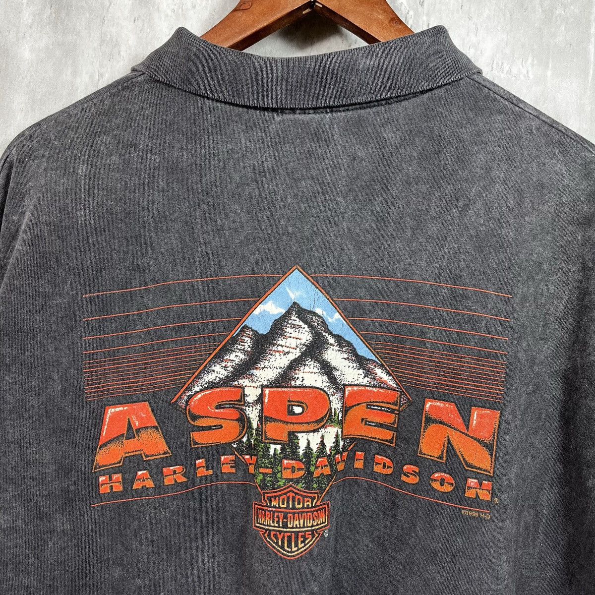 Vintage Vintage 90s Harley Davidson Aspen CO Graphic Polo Shirt | Grailed