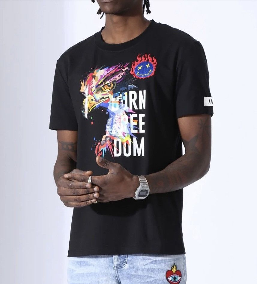 Streetwear × Vintage Medium Fifth Loop Born Freedom Black Tee | Grailed