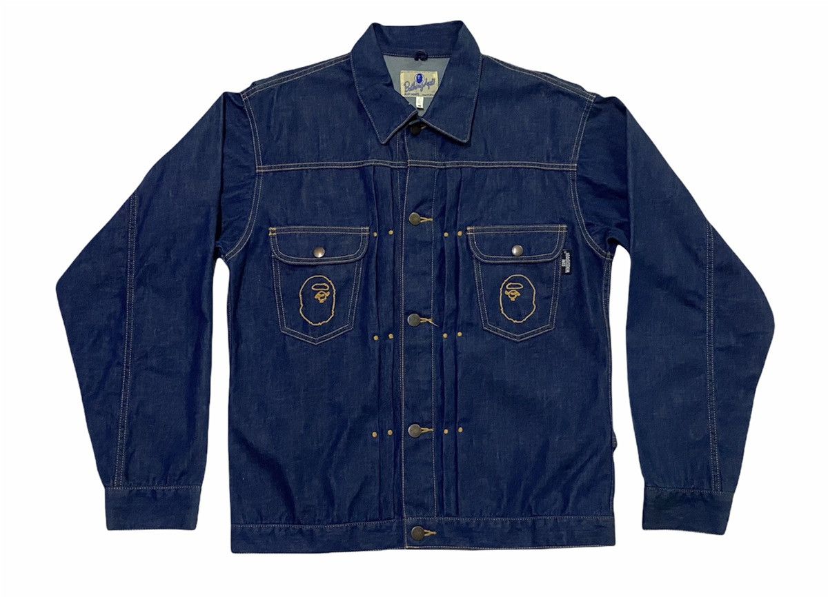 Bape × Vintage A BATHING APE ( BAPE ) GOREWINDSTOPPER DENIM JACKET ...