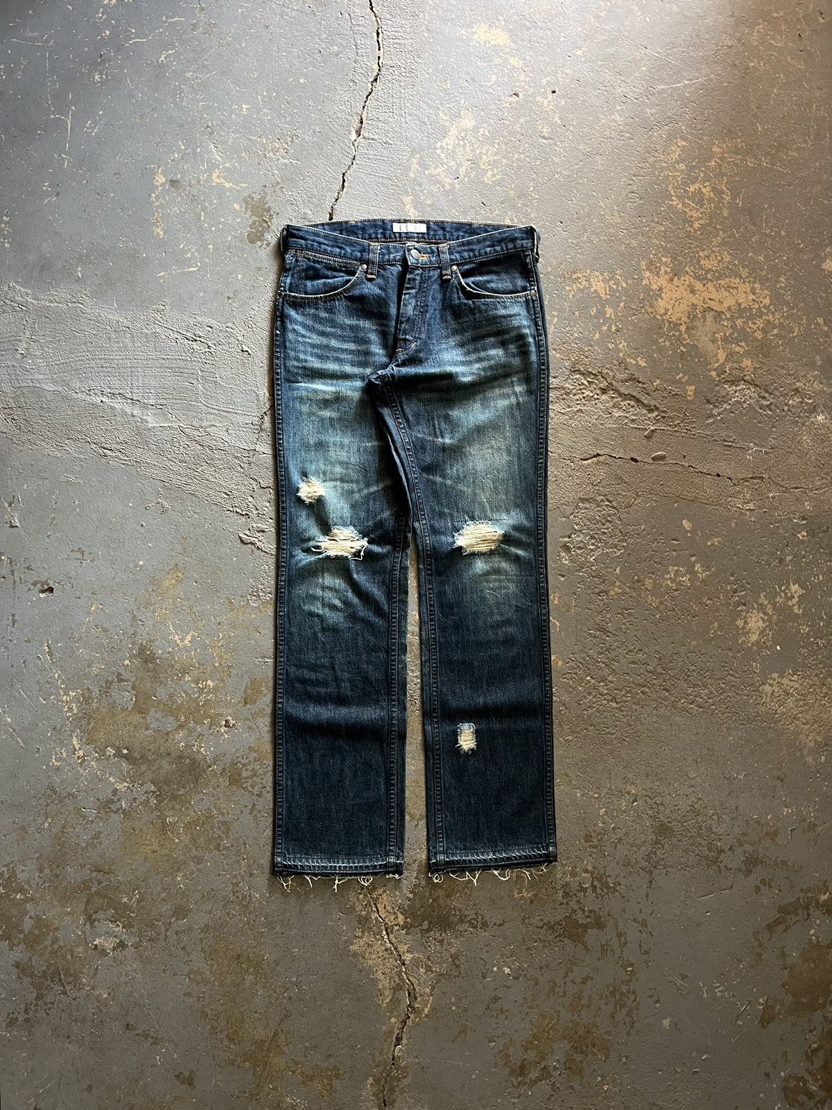 Number (N)ine AW02 “Nowhere Man” Distressed Bootcut Jeans | Grailed