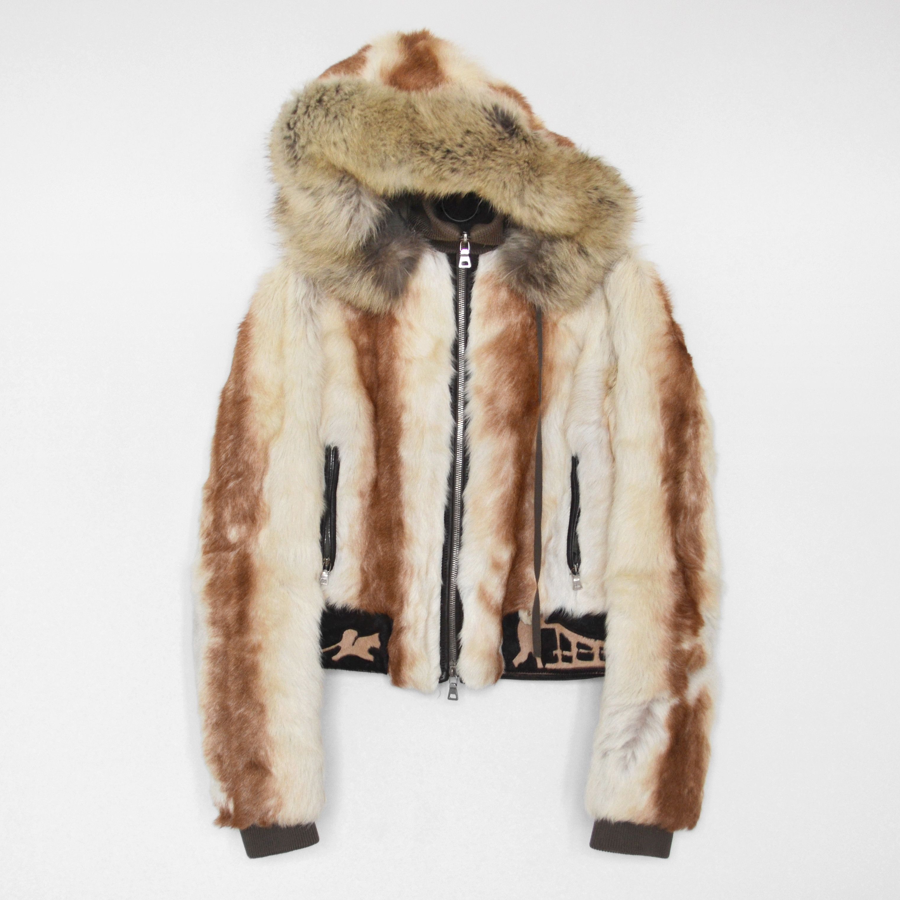 Bomber Jacket × Mink Fur Coat × Prada PRADA Fur Jacket Hooded Calf ...