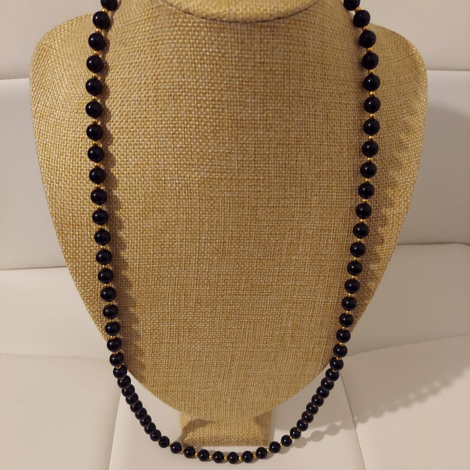 Monet Vintage Monet with Patented Clasp Black Beads 30" Necklace | Grailed
