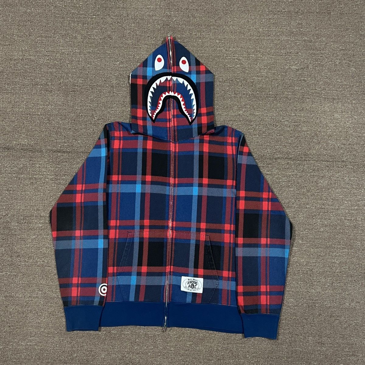 Bape Bape Plaid Shark Hoodie | Grailed