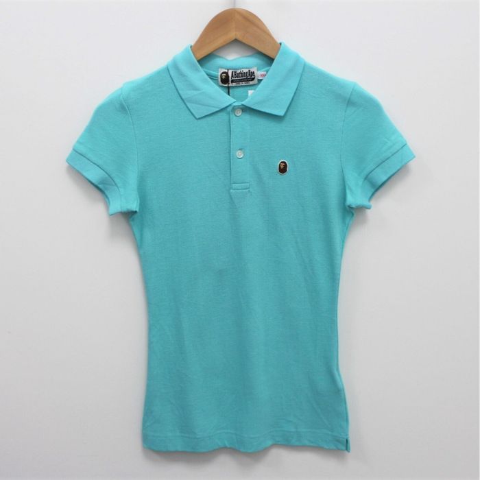 Bape Bape A Bathing Ape Embroidered Logo Polo Shirt Teal Women's | Grailed