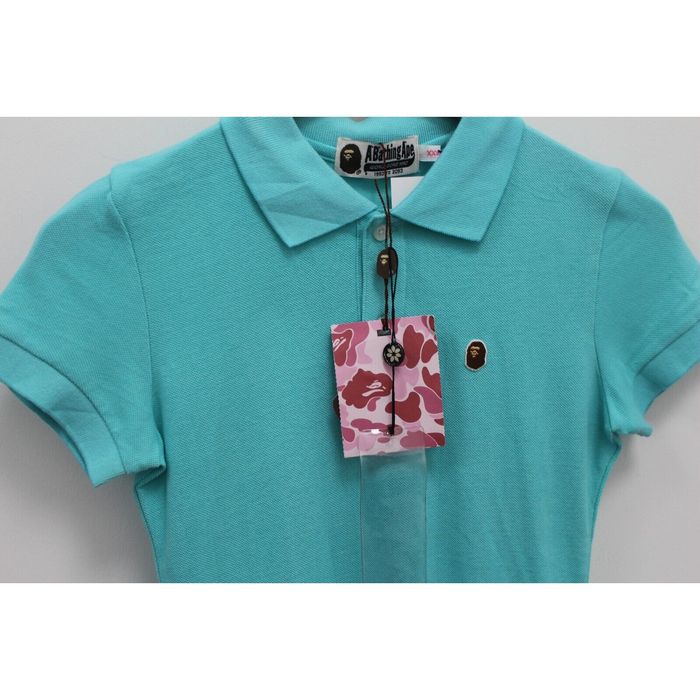 Bape Bape A Bathing Ape Embroidered Logo Polo Shirt Teal Women's | Grailed