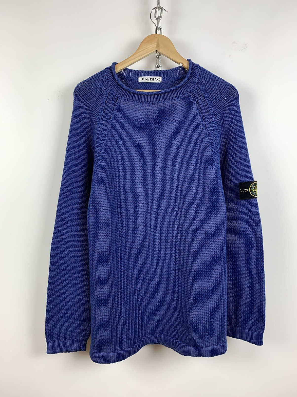 Massimo Osti × Stone Island × Vintage 80s Vintage Stone Island Archive Blue Sweater Very Rare ...