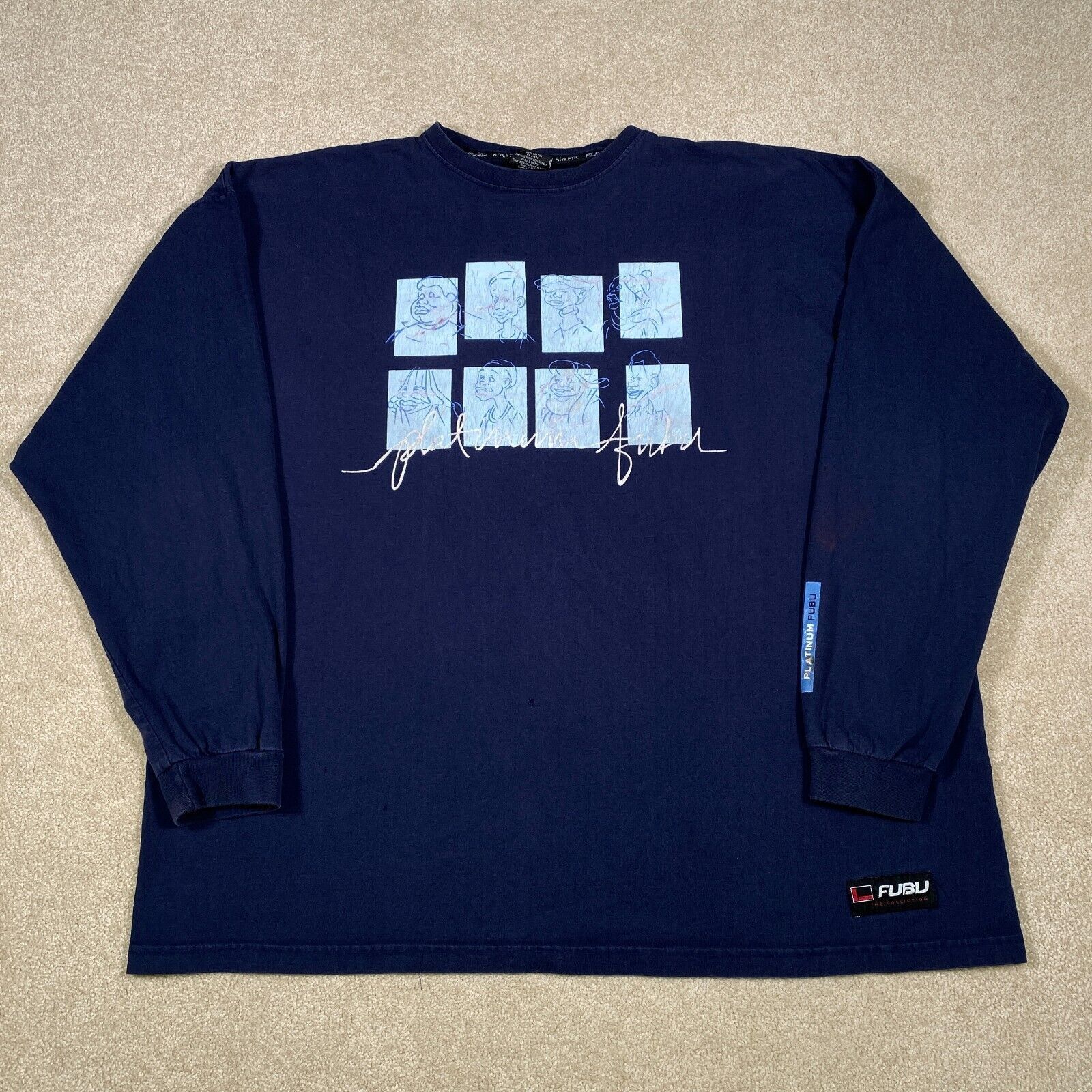 Fubu FUBU Shirt Men 3XL Blue Vintage Platinum FUBU Long Sleeve Fat ...