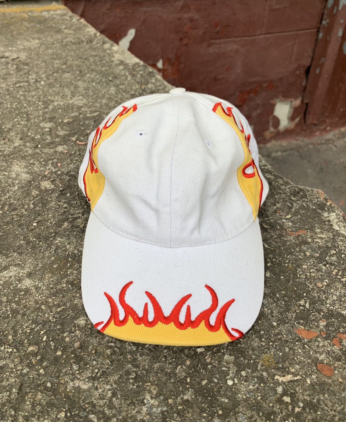Streetwear × Vintage Vintage Flames Cap Hat White | Grailed