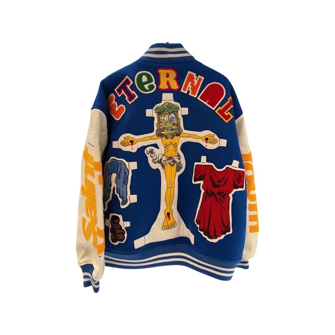 Saint Michael × Takashi Murakami Jesus varsity stadium jacket | Grailed