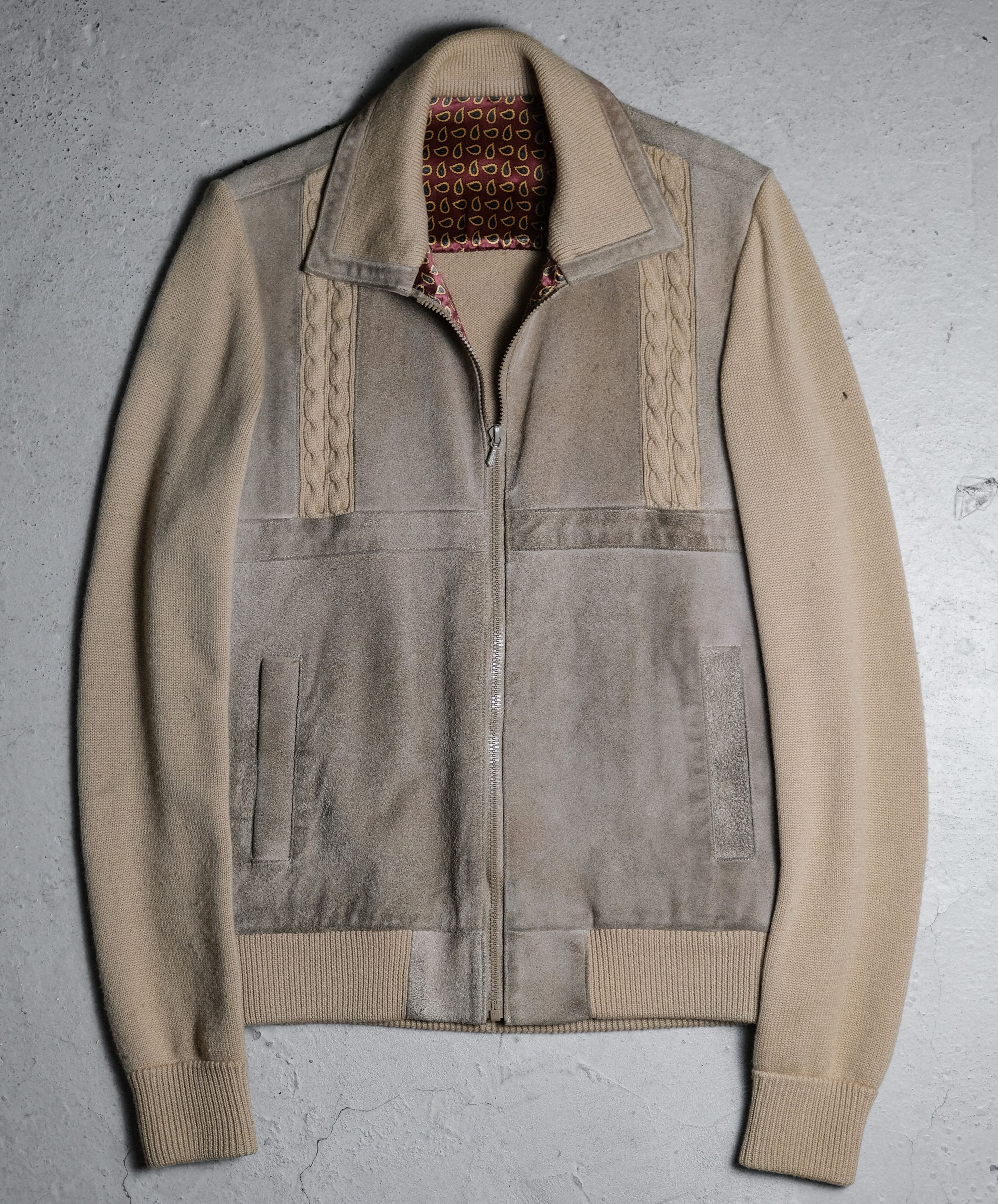 Number (N)ine Number (N)ine 03A/W Card Peroid Suede Learher Knit Jacket ...
