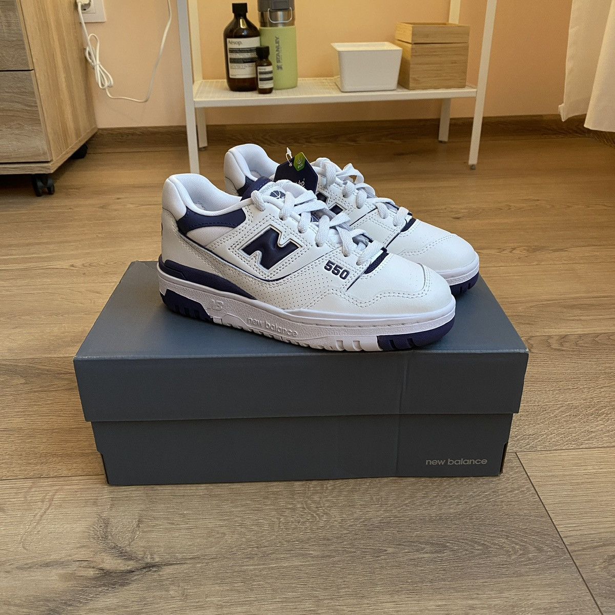 New Balance × Streetwear × Vintage New Balance 550 White/Purple Chunky ...