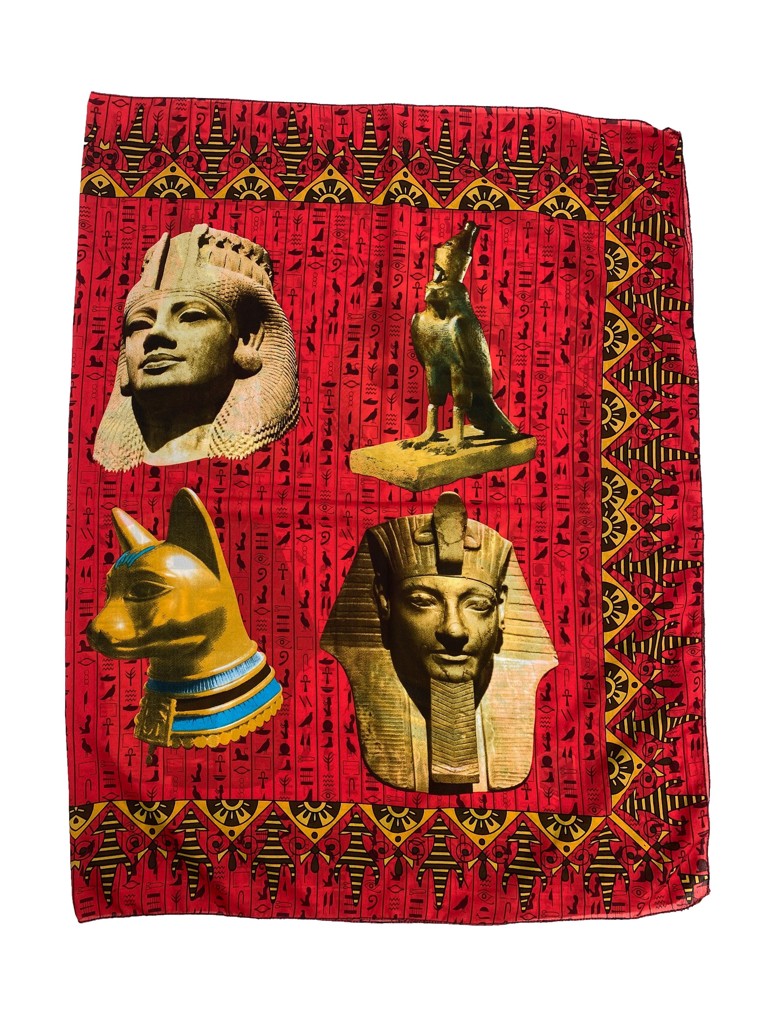 Vintage Ehab Fayed Vintage Egyptian Pharaoh Hieroglyphics Scarf | Grailed