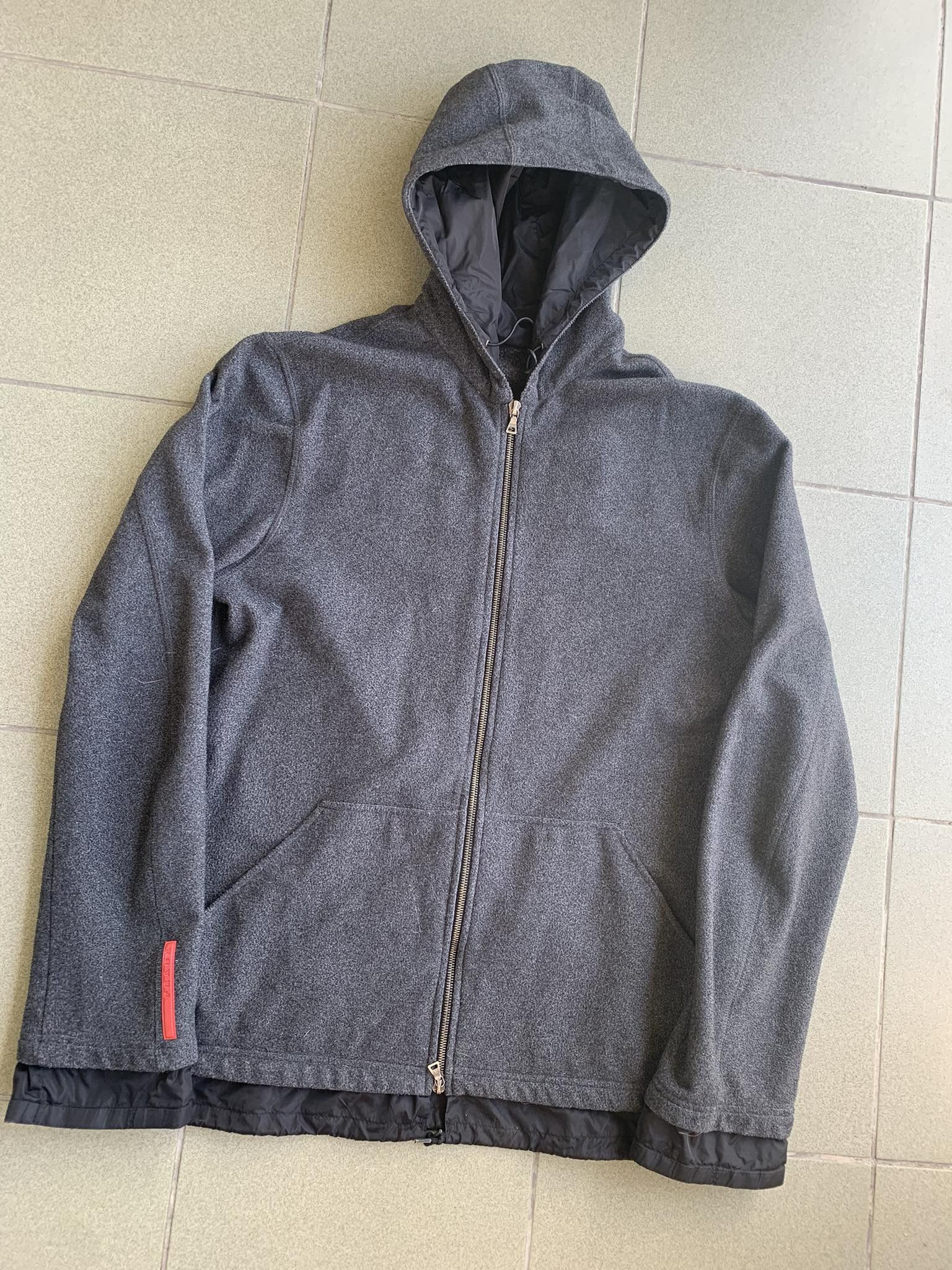 Vintage Prada grey fleece with hood | Grailed