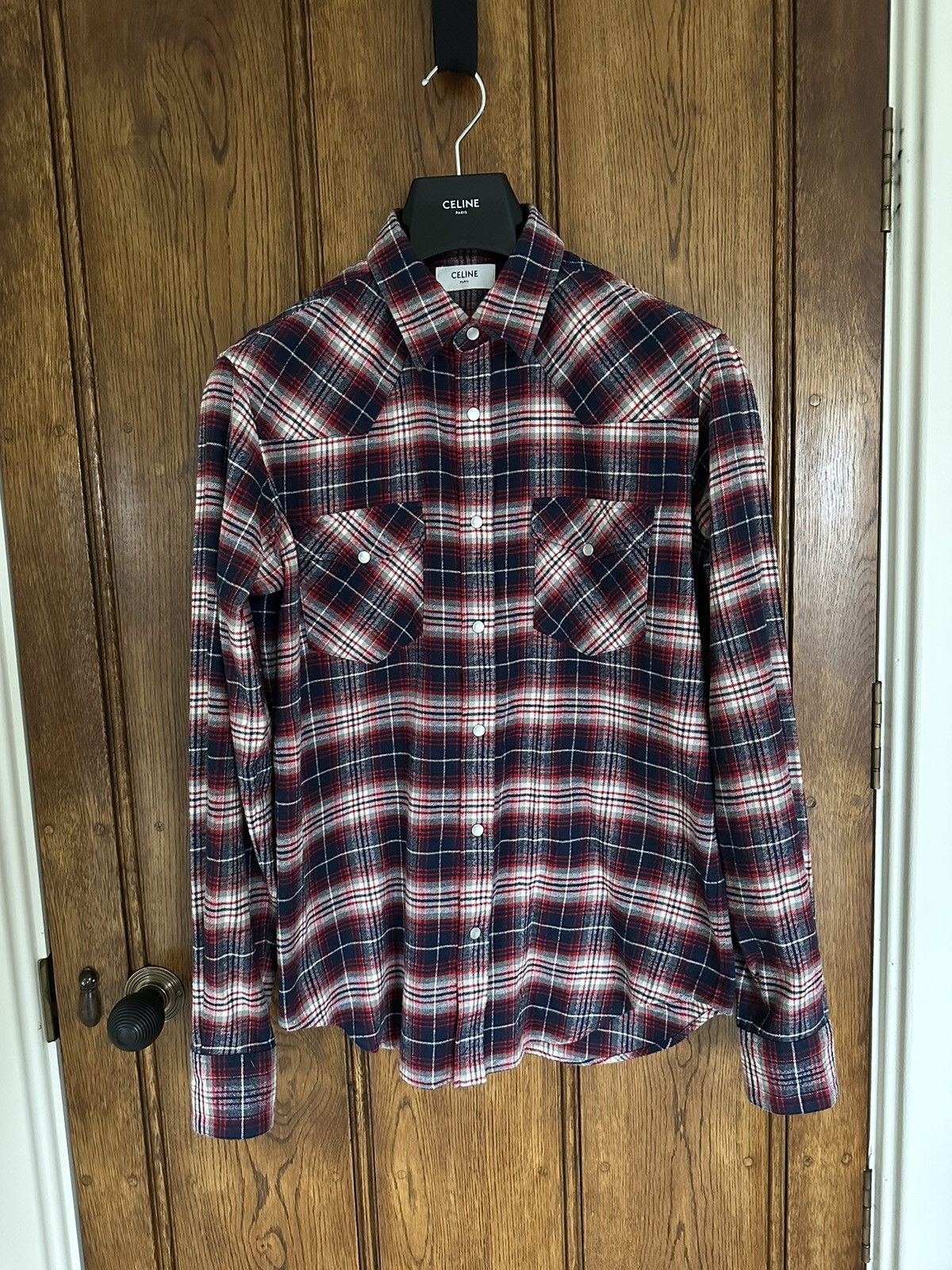 Celine $970 FW21 Celine Teen Night Poem Flannel shirt Hedi Slimane ...