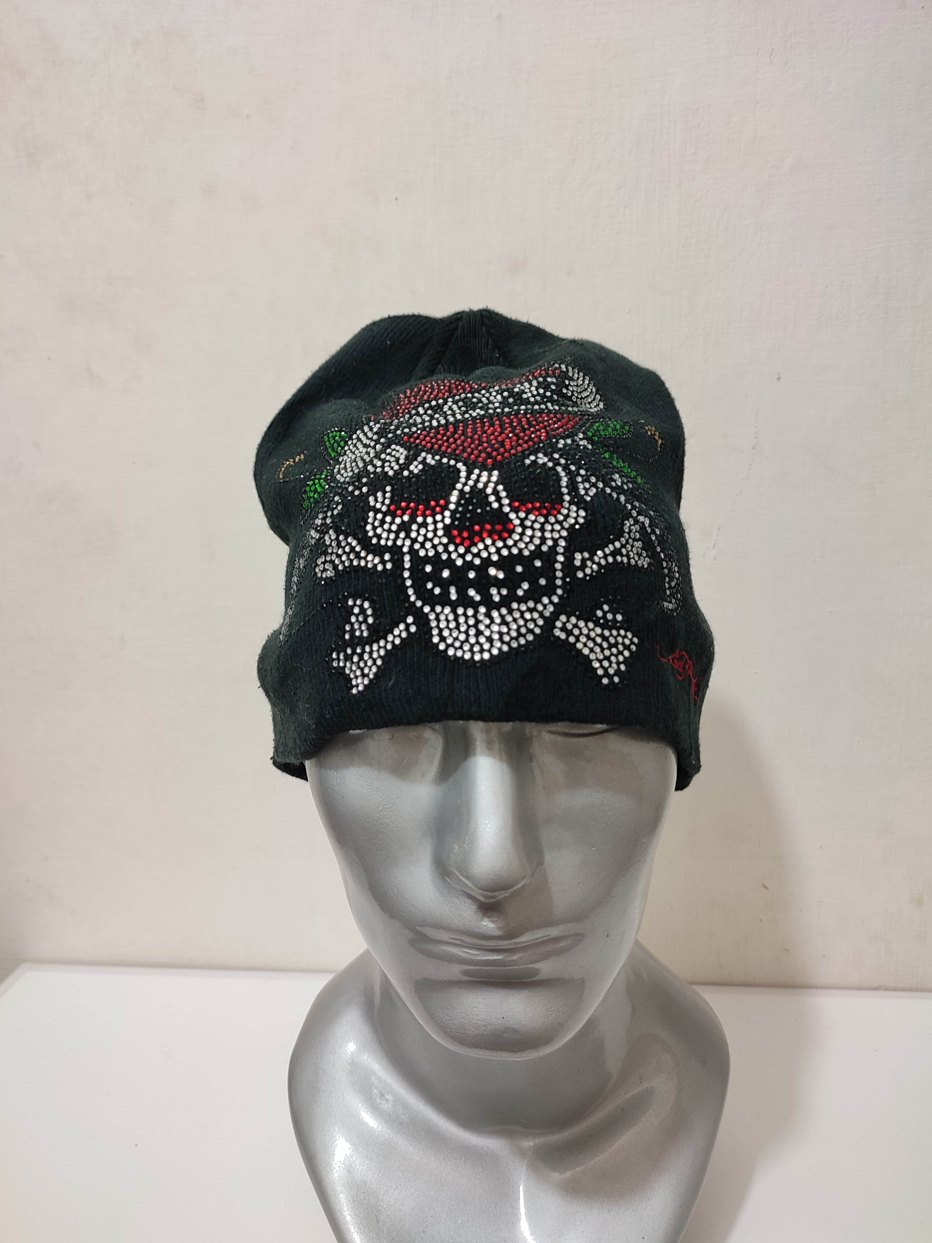Ed Hardy Ed Hardy Sparkling Skull Punk Rock Bondage Beanie | Grailed