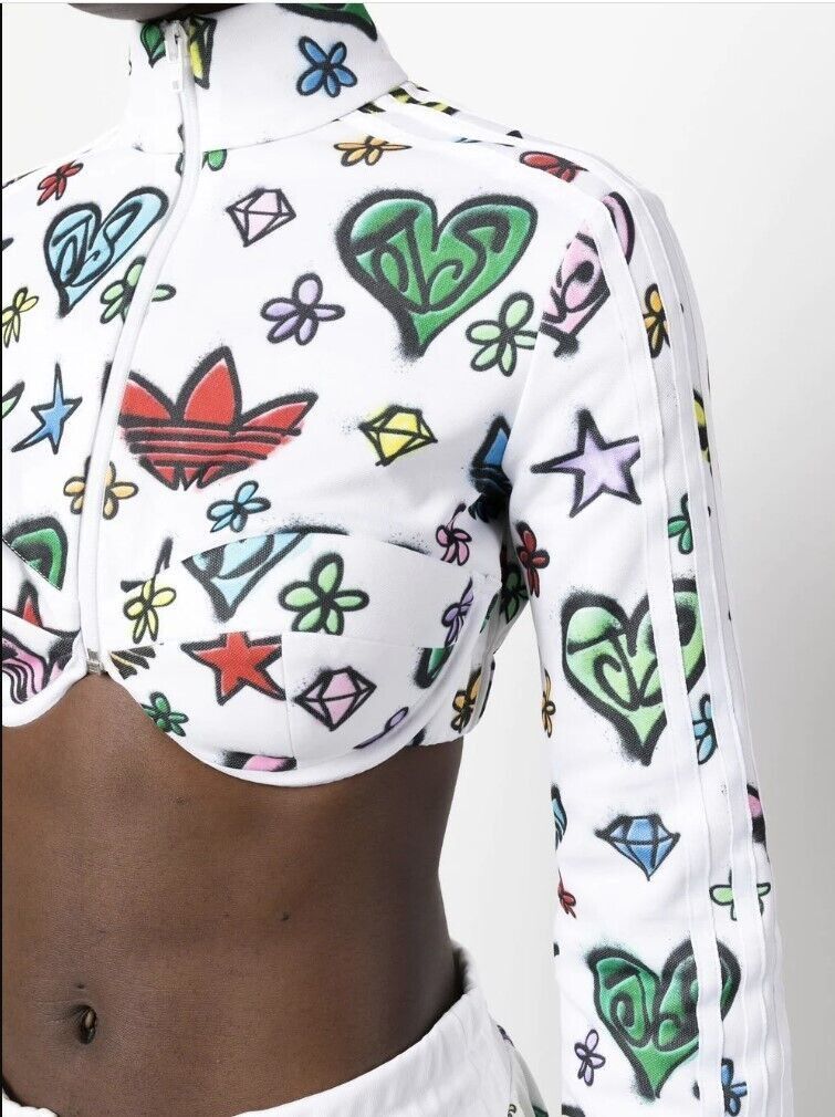 Adidas Adidas x Jeremy Scott HL6475 Monogram Print Crop Bra Jacket ...