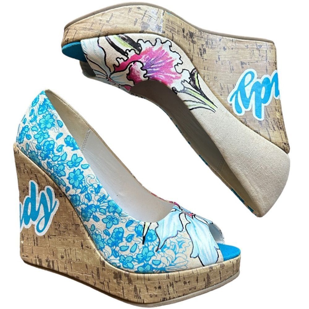 Ed Hardy Ed Hardy Y2K Blossom Painted Wedge Heels | Grailed