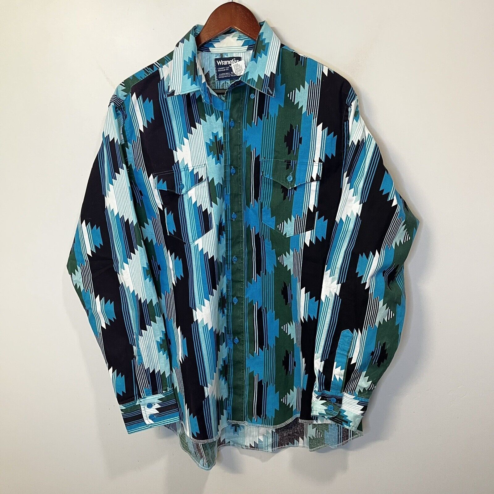 Vintage VTG Mens Wrangler Aztec Western Cowboy Cut Shirt | Grailed