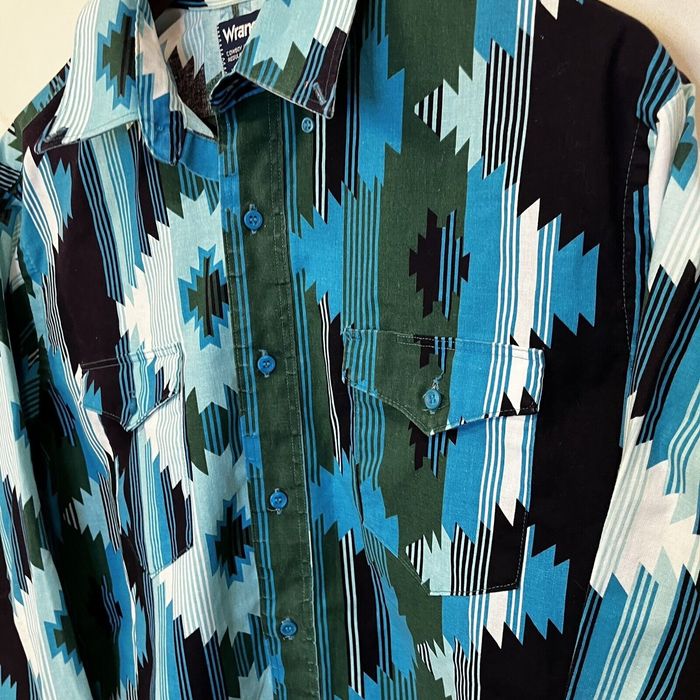 Vintage VTG Mens Wrangler Aztec Western Cowboy Cut Shirt | Grailed