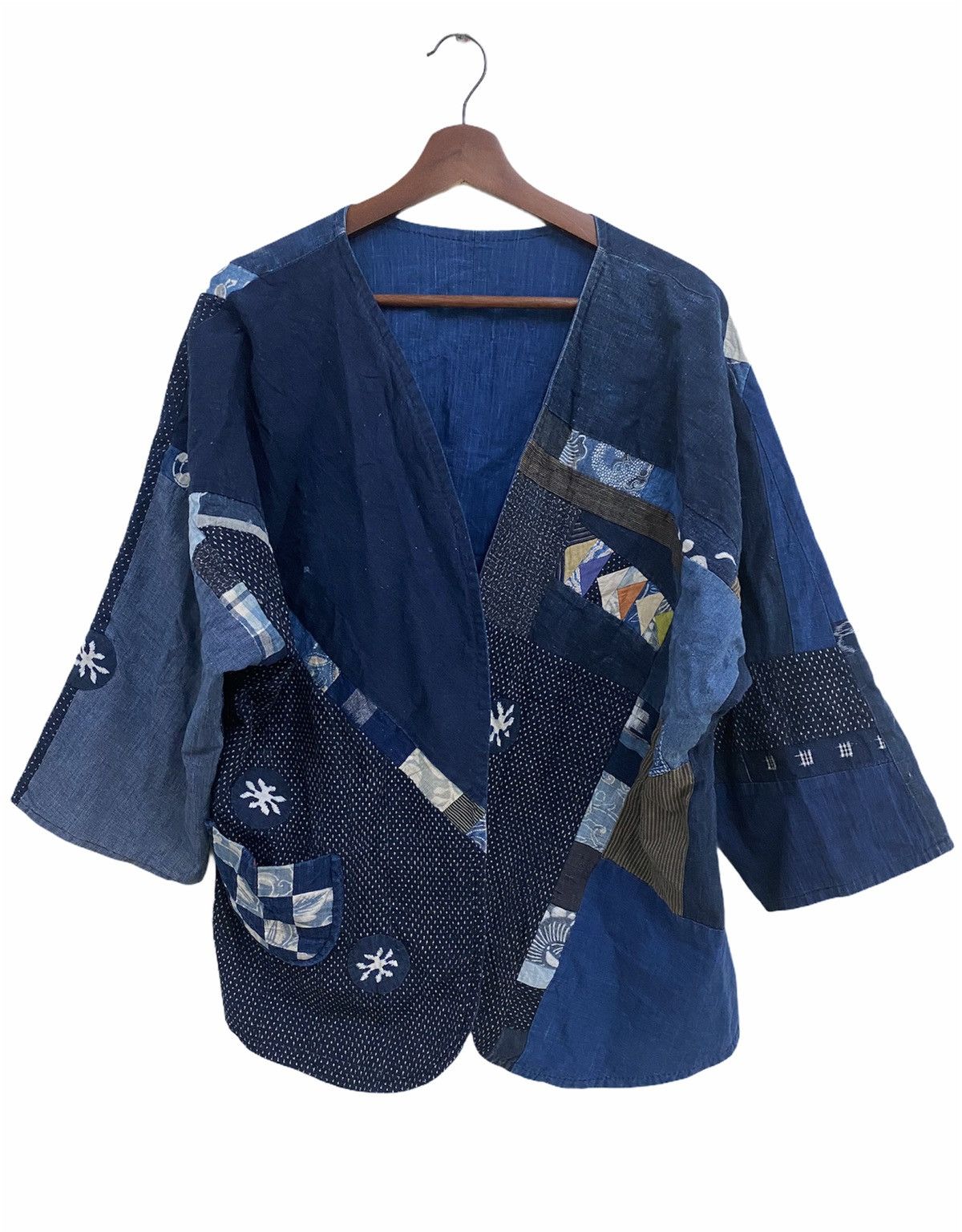 Vintage VTG Japanese Indigo Patchwork Noragi Kimono Cardigan Jacket ...