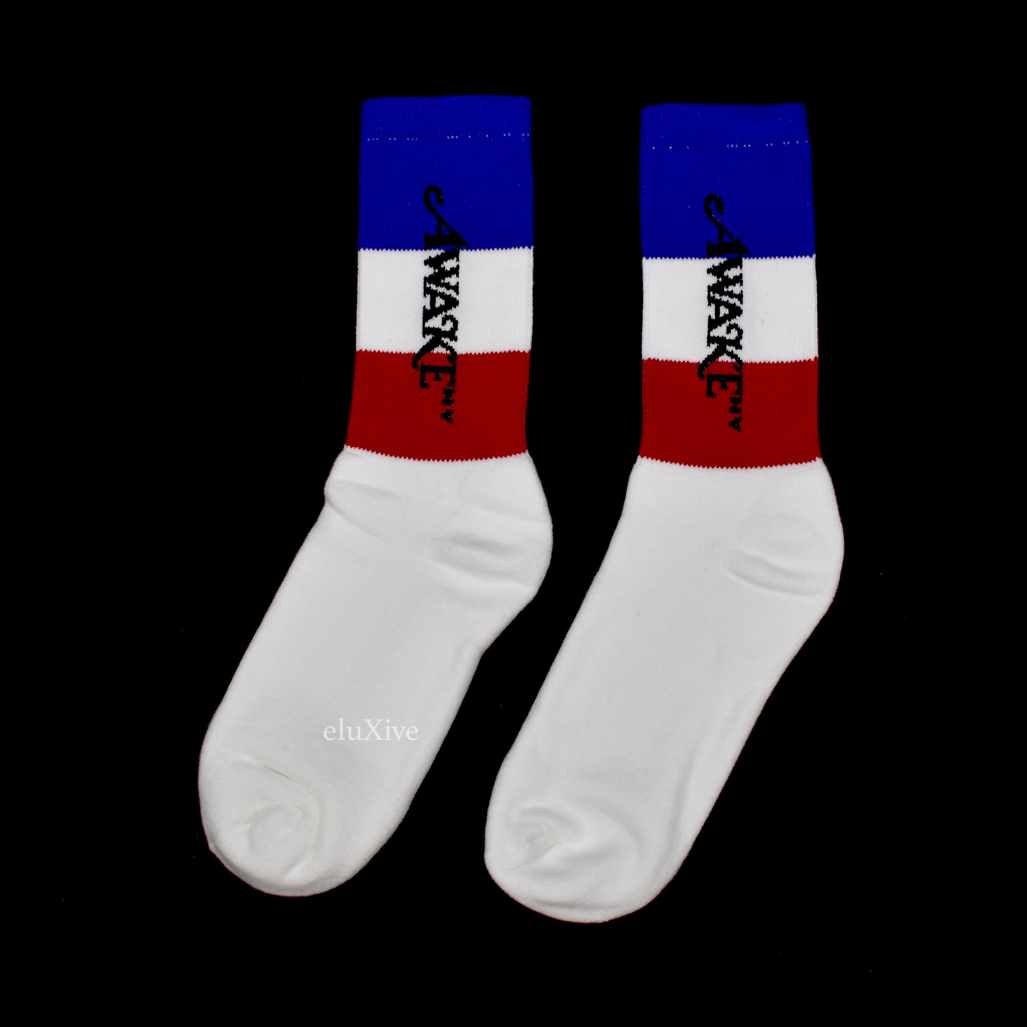 Awake Red White Blue Stripe Logo Socks Ds Grailed