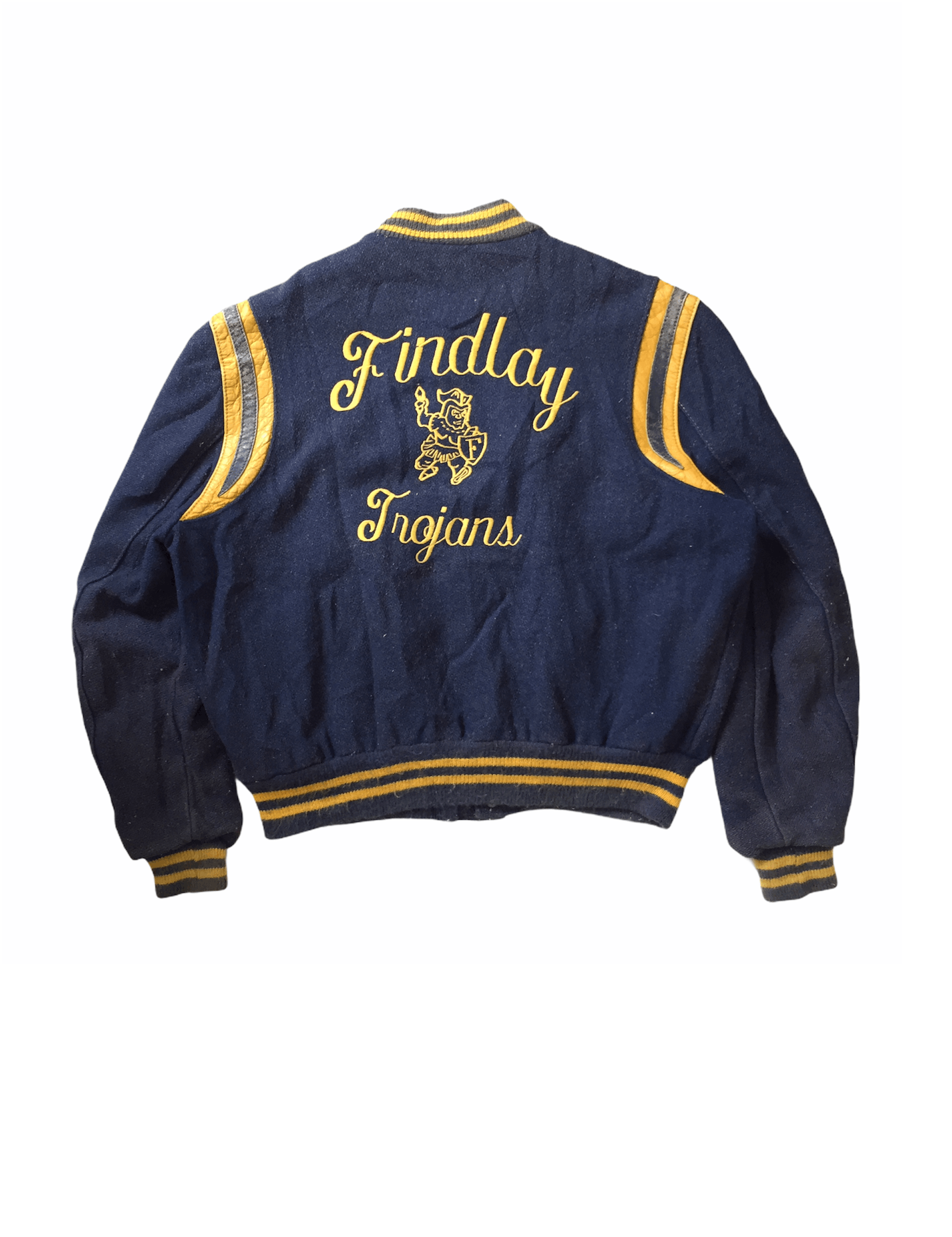American College × Varsity Jacket × Vintage 70's Findlay trojans wool ...