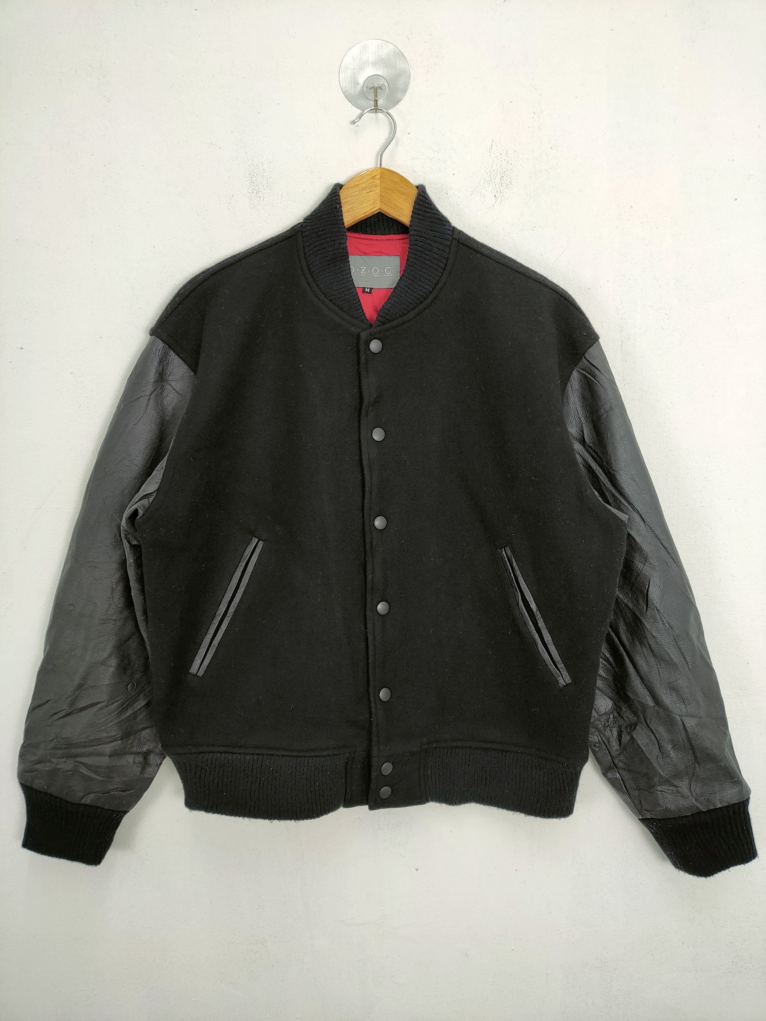 Black × Japanese Brand × Varsity Jacket O.Z.O.C BIG LOGO WOOL VARSITY ...
