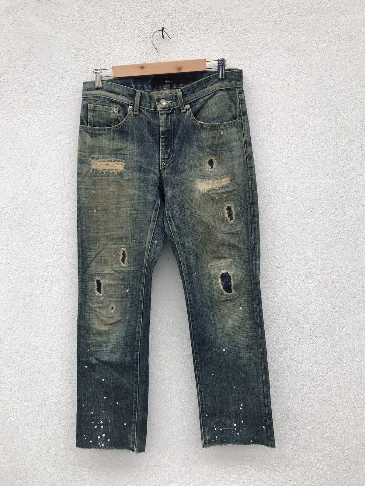 Distressed Denim MADE IN JAPAN HaLb Distressed Paint Splitter Denim ...