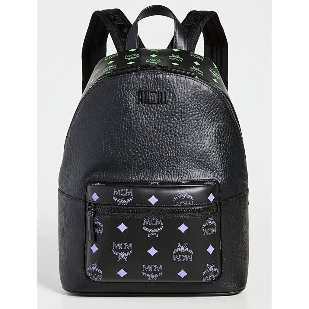 MCM MCM Color Splash Logo Backpack Black Purple Green | Grailed