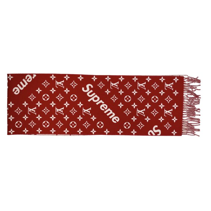 Supreme Louis Vuitton X Supreme Red Monogram Scarf | Grailed