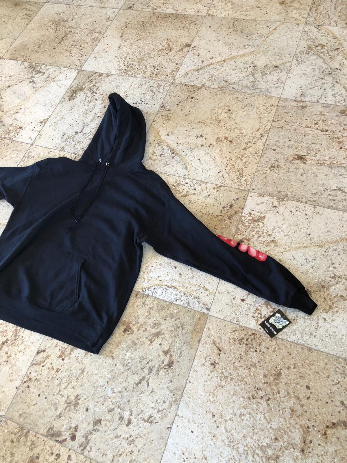 Marino Infantry Black Hoodie With Air Bubble Logo Sleeves (Red) | Grailed