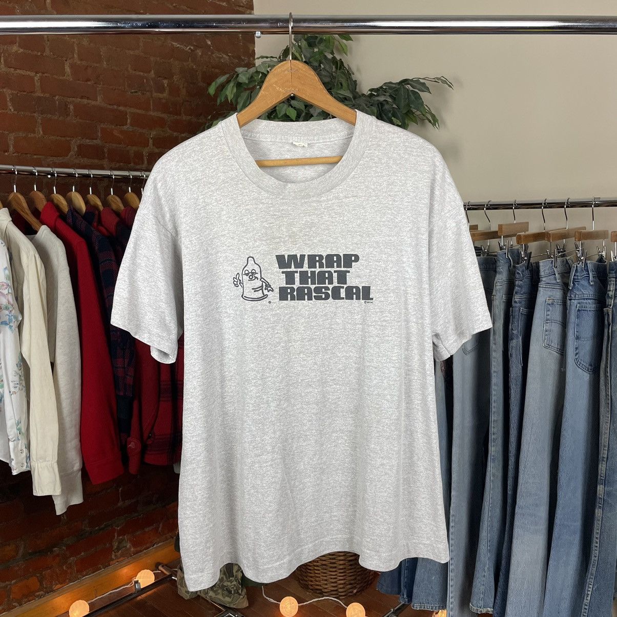 Humor × Vintage Vintage “Wrap That Rascal” Condom Tee | Grailed