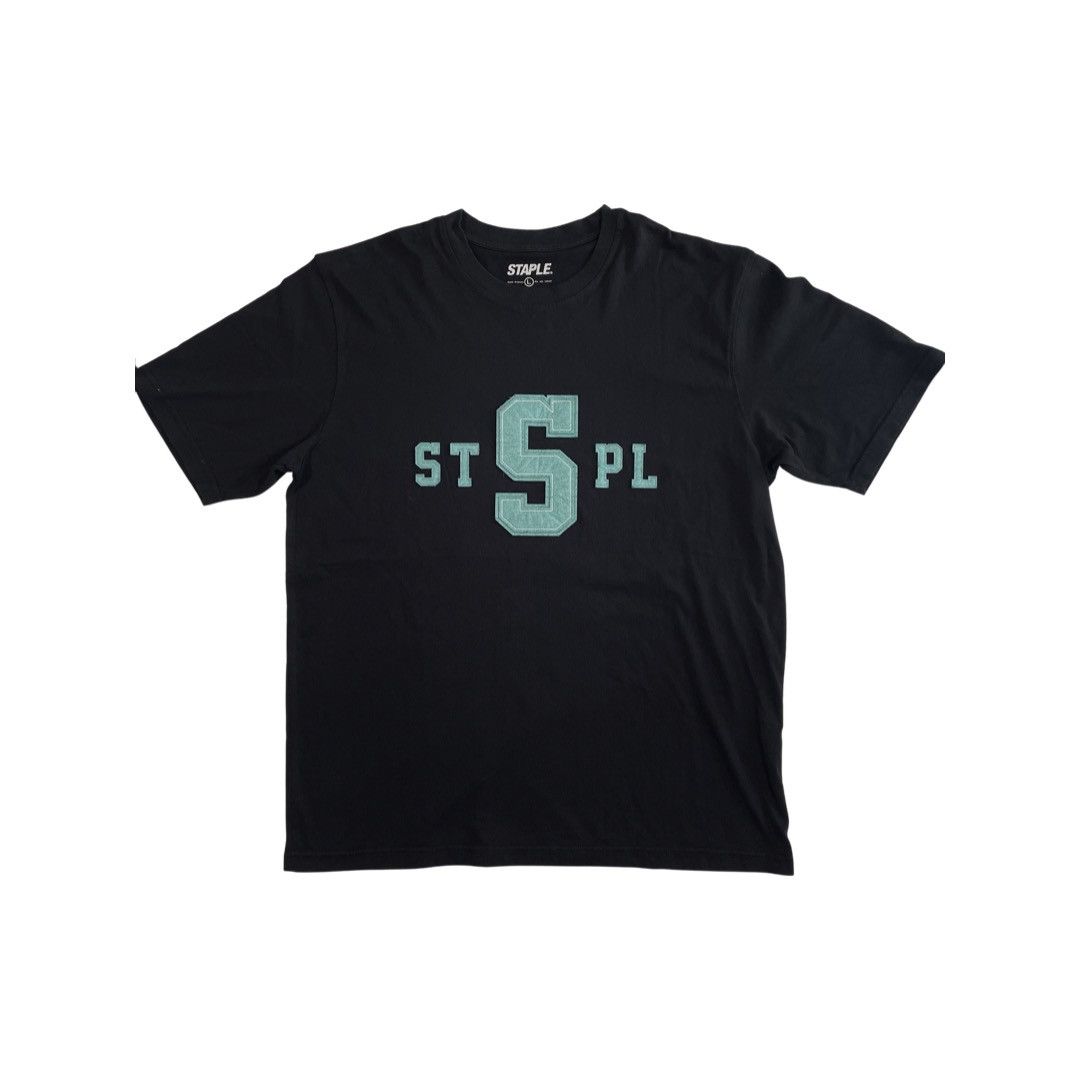 Staple Staple Pigeon Teal College Font Logo Size L Black Tee | Grailed