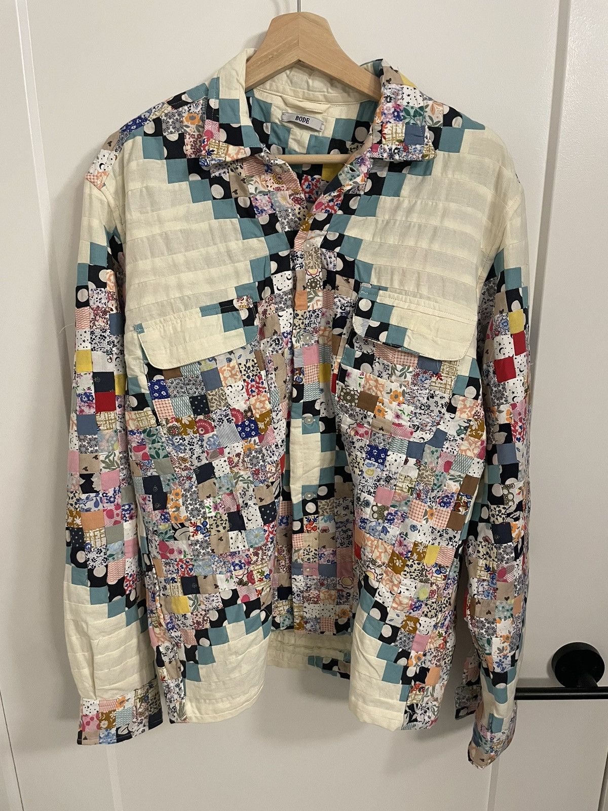 Bode Bode postage stamp quilt shirt jacket | Grailed