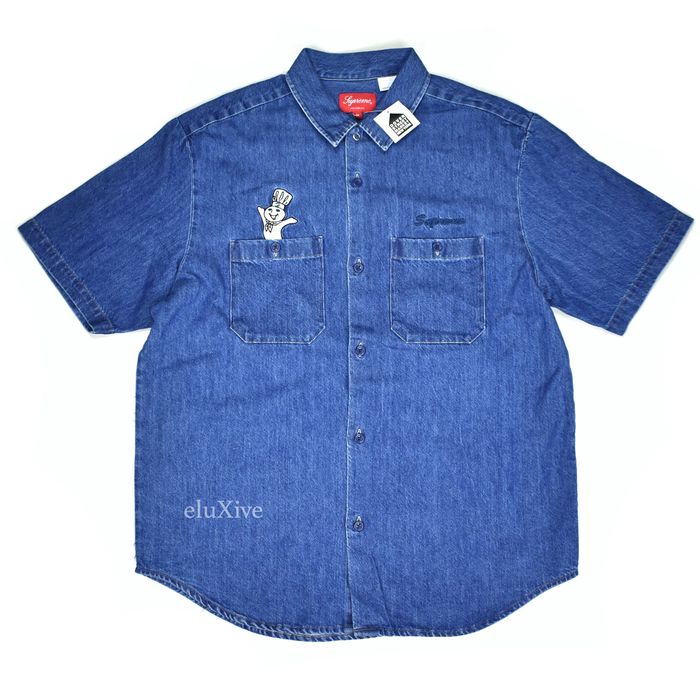 Supreme Supreme Pillsbury Doughboy Blue Denim Work Shirt DS | Grailed