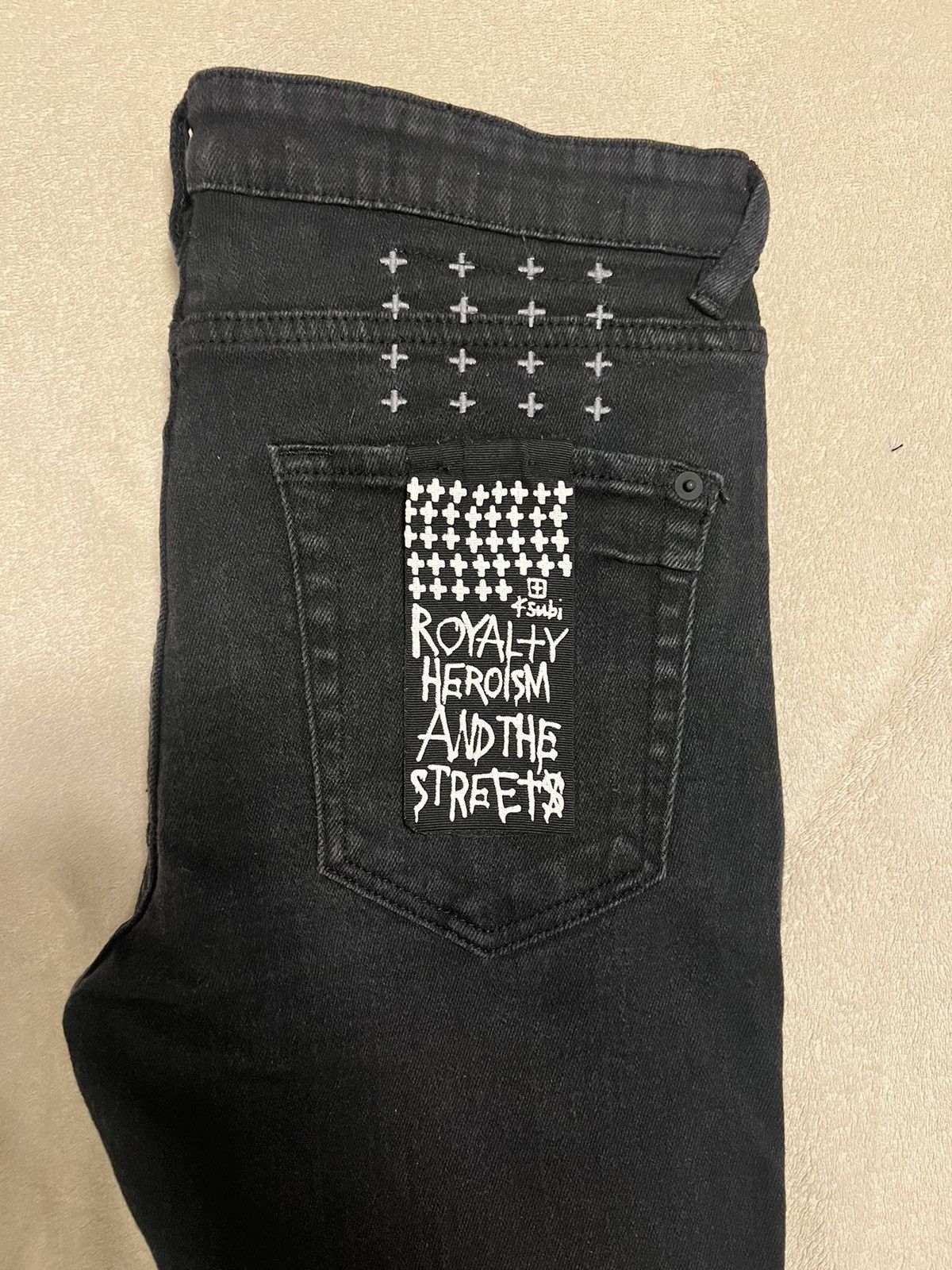 Designer × Ksubi × Streetwear KSUBI SKINNY DENIM JEANS (BLACK w/ KNEE ...