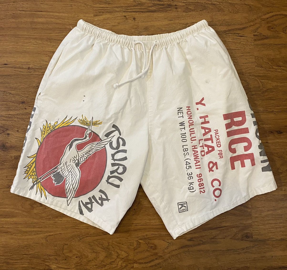 Vintage Vintage Tsuru Mai Rice Bag shorts Y. Hata & Hawaii Honolulu ...
