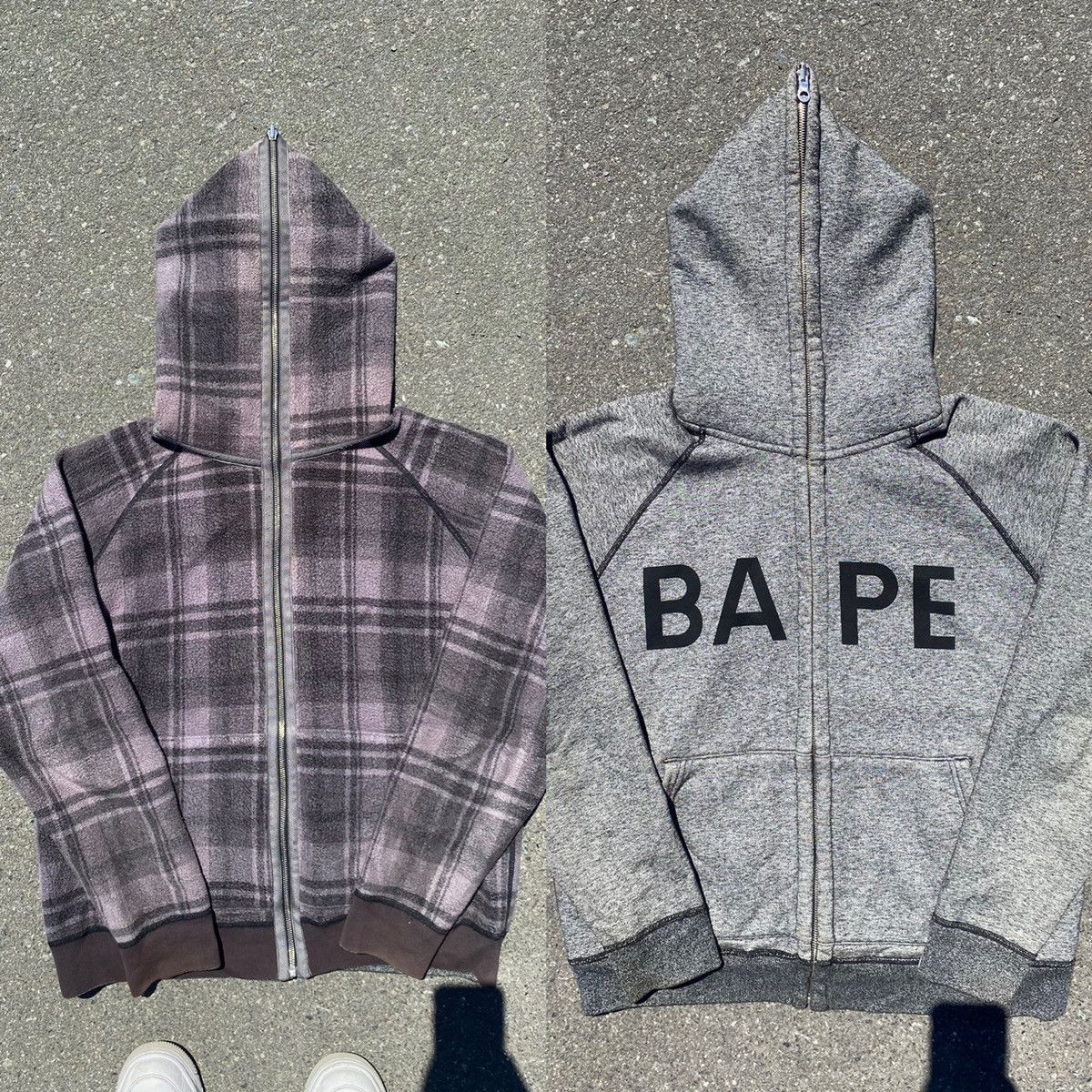 Bape a bathing ape reversible gray plaid full zip nigo style | Grailed